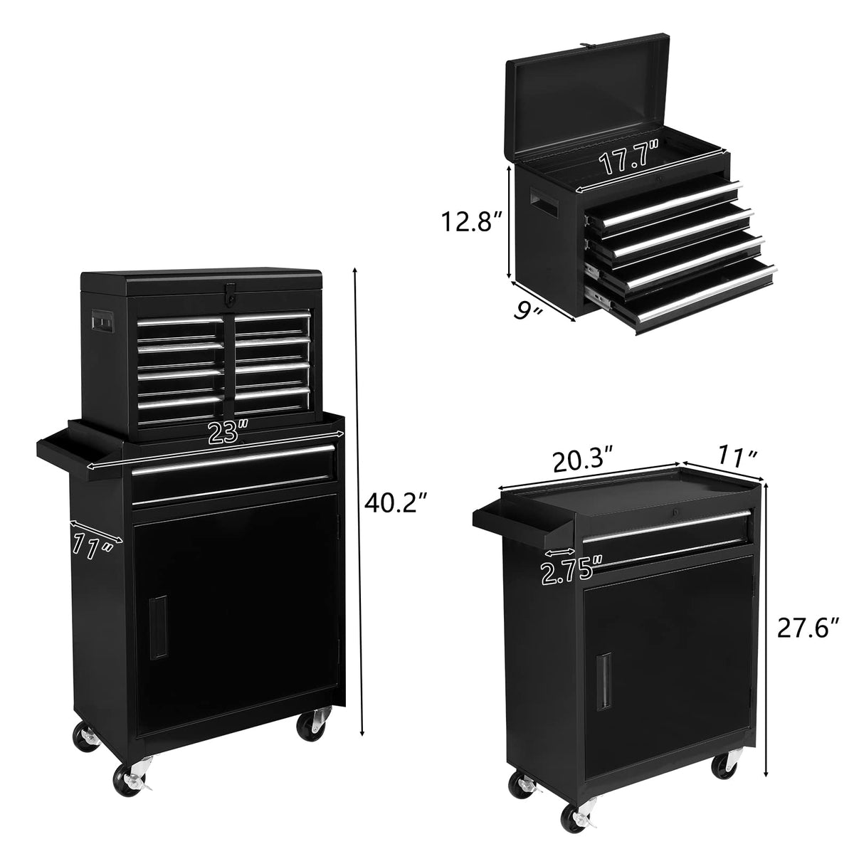 TUFFIOM 5-Drawer Rolling Tool Chest Tool Storage Cabinet w/Drawers ...