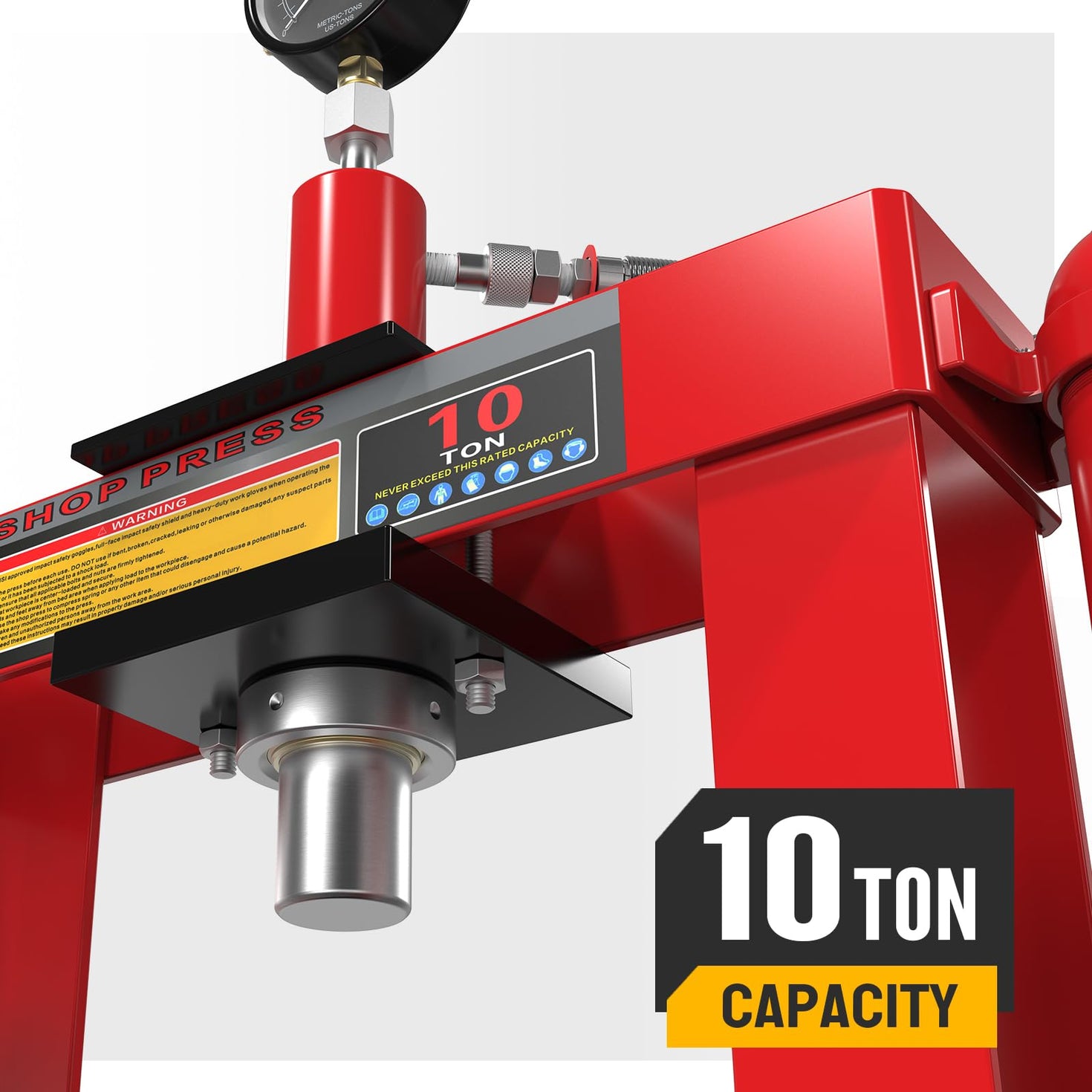 TUFFIOM 10-Ton Hydraulic Shop Press with Pressure Gauge – Tuffiom