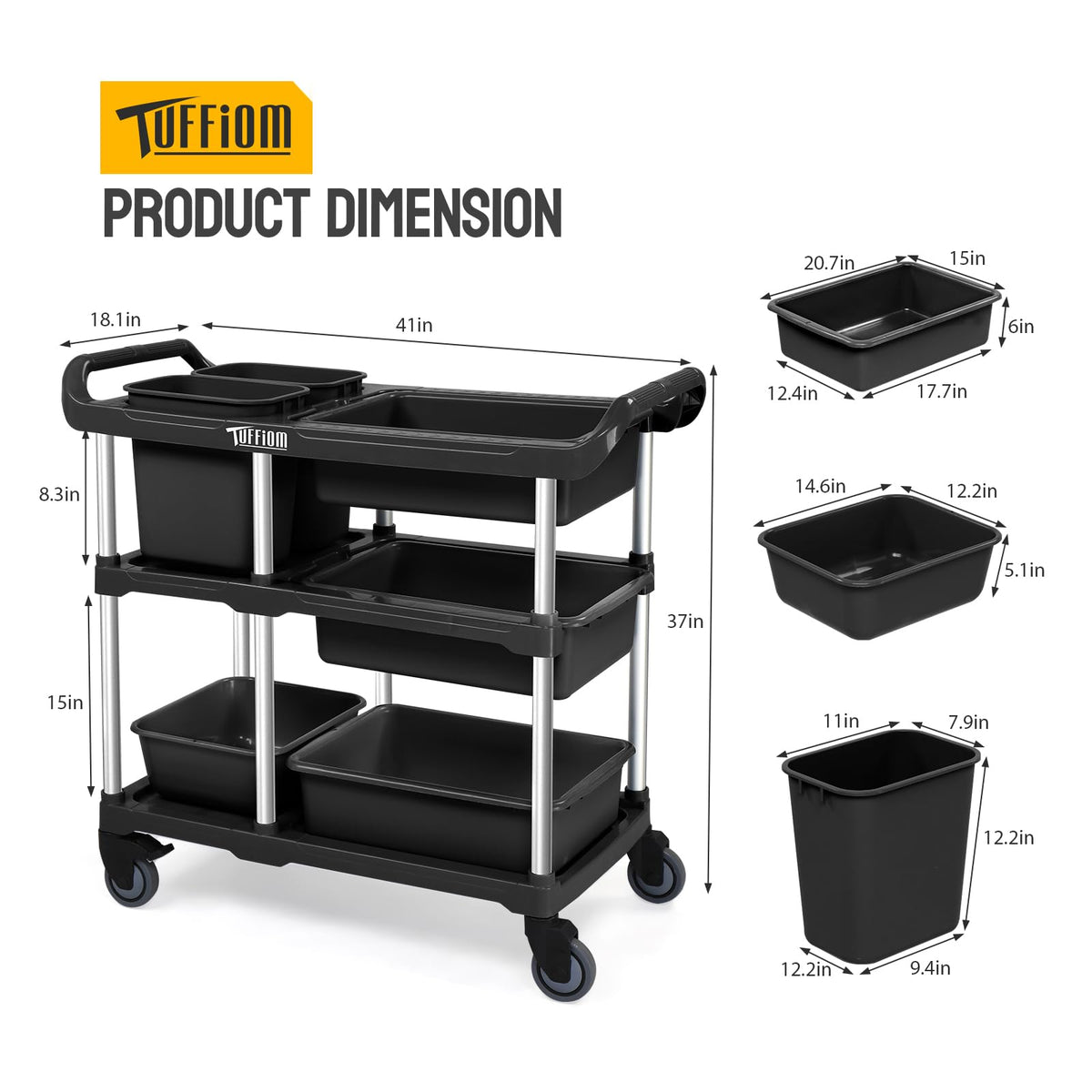 TUFFIOM 390 LBS Heavy Duty Utility Service Cart – Tuffiom