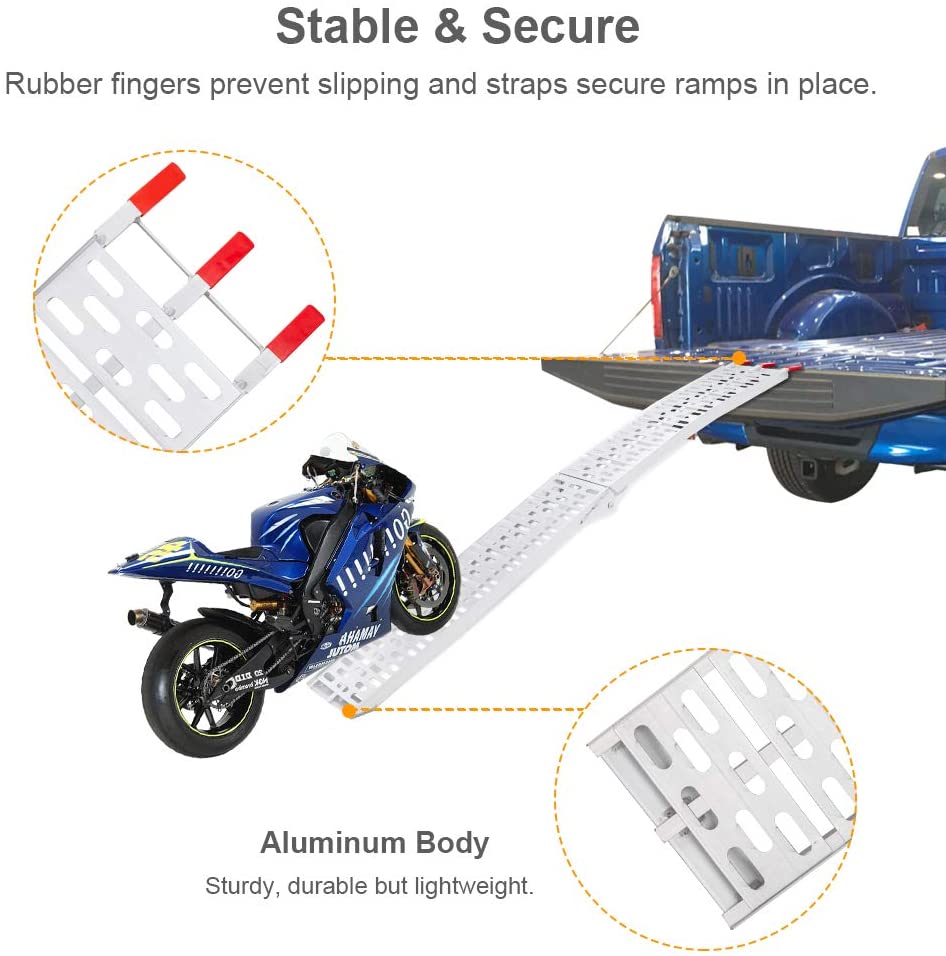 TUFFIOM Aluminum Meshed 7ft Foldable Loading Ramp Silver – Tuffiom